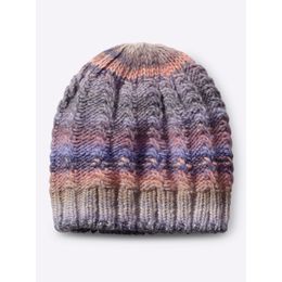WITT Damen Strickm&uuml;tze aus Regenbogen-Garn, beige-flieder, Gr&ouml;&szlig;e 0