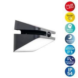 N&auml;ve LED Solarleuchte N&Auml;VE "H&uuml;rth", schwarz, B:11,3cm H:10,9cm L:21cm, Leuchten, Nachtlicht, Memory, 3 Lichtmodi, D&auml;mmerungssensor, Bewegungsmelder