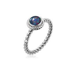 Fingerring NENALINA "Opal-Triplette Geburtsstein Oktober 925 Silber" Gr. 52, grau, Fingerringe, Damen, 52mm,mit Steinen, Silber 925 (Sterlingsilber), 2mm, Fingerring