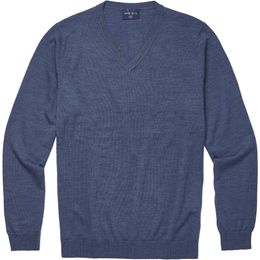 V-Ausschnitt-Pullover MARVELIS, Herren, Gr. XXL, rauchblau, Strick, Obermaterial: 100% Schurwolle, normal, V-Ausschnitt, Rippb&uuml;ndchen, Pullover
