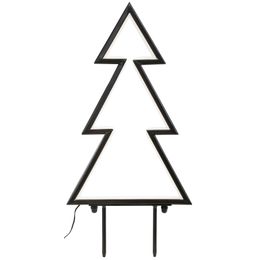 LED Baum Bonetti "Tanne", schwarz, B:25cm H:40cm, Leuchten, LED Baum, aus Kunststoff und Metall, Weihnachtsdeko aussen