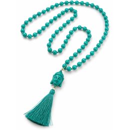 Lange Kette "Nepal", Damen, Gr. onesize, Glas, blau (t&uuml;rkis), Collezione Alessandro, Basic, Halsketten, mit echten Glasperlen