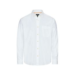 Langarmhemd Camel Active, Herren, Gr. L, N-Gr, wei&szlig;, Web, Obermaterial: 97% Baumwolle, 3% Elasthan, unifarben, normal h&uuml;ftbedeckend, Rundhals, 2-Knopf-Manschette, Hemden, unifaben, mit Button-Down-Kragen