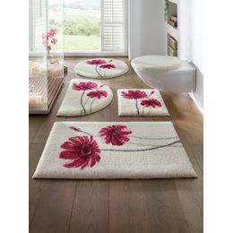 Badematte Grund Gr. 8, beige (ecru, beere), WC-Vorleger rechteckig ohne Ausschnitt (45cm x 50cm) WC-Deckelbezug (47cm x 50cm), 1 Stk., Badematten, Badematte