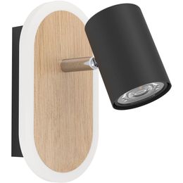 Eglo Deckenleuchte "Rimbocchi Wandleuchte, Metall und Holz-Optik, Spotbalken schwenkbar", schwarz, 1, H: 15cm, 1 Stk., Leuchten, Spot - L18 x B10 x H15 cm - schwarz, braun - 7W inkl., Deckenleuchte
