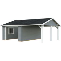 Garage Palmako "Roger, ohne Tor", hellgrau, wei&szlig;, H:316cm, Massivholz, Garagen, BxTxH: 706x619x316 cm