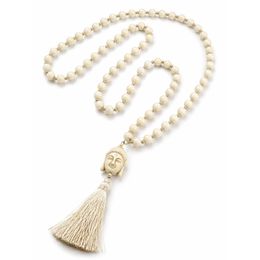 Lange Kette "Nepal", Damen, Gr. onesize, Glas, beige (elfenbein), Collezione Alessandro, Basic, Halsketten, mit echten Glasperlen