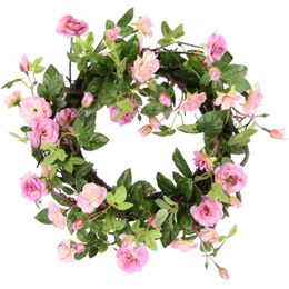 Kunstkranz I.GE.A. "Wildrosen", rosa (wei&szlig;, rosa), B:32cm H:8cm L:32cm, Kunstpflanzen, Rosenkranz, T&uuml;rkranz, Rosenbl&uuml;ten
