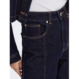 High-waist-Jeans Only "ONLHOPE HW WIDE DNM MAE1288", Damen, Gr. 32, L&auml;nge 30, dunkelblau denim, Denim/Jeans, Obermaterial: 99% Baumwolle, 1% Elasthan, unifarben, lang, Jeans High-Waist-Jeans