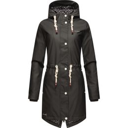 Regenjacke Navahoo "Flower of Ocean", Damen, Gr. XS (34), schwarz, Obermaterial: 70% Polyester, 30% Polyurethan. Innenfutter: 100% Polyester. &Auml;rmelfutter: 100% Polyester. Wattierung: 100% Polyester, gerade ca. Mitte Oberschenkel, hoch geschlossener Ausschnitt, &Auml;rmel ohne &Auml;rmelschlitz Rippstrickb&uuml;ndchen, Jacken Regenjacke, Wasserdichter Damen Outdoor Regenmantel