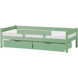 Jugendbett Home Affaire "ECO One", gr&uuml;n, B:166cm H:46,5cm L:760cm, Matratzenbezug: 100% Baumwolle, Betten, Jugendbett, Kinderbett mit Rausfallschutz, mit 2 Schubk&auml;sten
