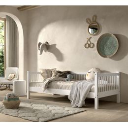 Einzelbett Home Affaire, wei&szlig; (wei&szlig;, wei&szlig;, wei&szlig;), B:97,5cm H:68cm L:207,5cm, Betten, mit LF 90x200 cm, wahlweise mit o. ohne Bettschublade, Buche wei&szlig;