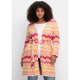 Longstrickjacke sheego by Joe Browns, Damen, Gr. 52, wei&szlig; (cremeros&eacute;, sanftes wei&szlig;), 100% Viskose, gemustert, mehrfarbig, Strickjacken Longstrickjacke