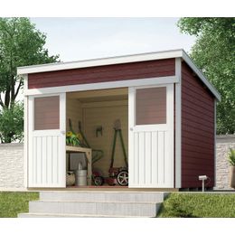Gartenhaus Weka "225 Gr.2", rot (schwedenrot, naturbelassen), Fu&szlig;boden im Gartenhaus, ohne Dacheindeckung, Massivholz, Gartenh&auml;user, Gartenhaus