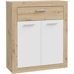 Schuhkommode FORTE "Baccio", wei&szlig; (artisan eiche, wei&szlig;), B:83cm H:98,2cm T:33,8cm, Holzwerkstoff, Sideboards, Schuhkommode, Schuhschrank, 12 Paar Schuhe, Rahmenoptik