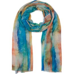Schal styleBREAKER "Schal Aquarell Farbverlauf", Damen, blau (blau, gr&uuml;n, orange), Obermaterial: 100% Viskose CV., Modisch, Modet&uuml;cher Schal