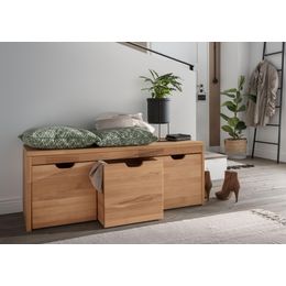 Schuhbank Home Affaire "Dura Schuhbank incl. Schubladen funktionell und stabil", braun (buche), B:120cm H:45cm T:40cm, Massivholz, Sitzb&auml;nke, Schuhbank, Massivholz, Skandinavisches Design, Robust, stabil, FSC zertifiziert