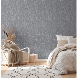A.S. Cr&eacute;ation Vliestapete A.S. CR&Eacute;ATION "Casual Living florale Tapete Mustertapete &Auml;ste Blattmuster", grau (grau,silber), B:0,53m H:0,02m L:10,05m, Vlies, Tapeten, Vliestapete Blumentapete f&uuml;r Schlafzimmer K&uuml;che Wohnzimmer Floral Flur