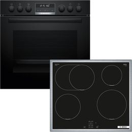 Bosch Induktions Herd-Set "HND675LS67", Energieeffizienz: A+ (A+++-D), schwarz, Herdsets, Backwagen mit ausziehbarer T&uuml;r f&uuml;r bequemes Kochen & Backen