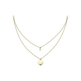 Kette mit Anh&auml;nger Jobo "Herz", gold (goldfarben), Halsketten, Damen, Silber 925 (Sterlingsilber), L: 44, 925 Silber vergoldet mit Zirkonia 44 cm