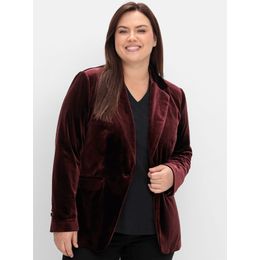 Jackenblazer sheego "Jackenblazer", Damen, Gr. 48, rot (bordeaux), 92% Polyester, 8% Elasthan, Blazer