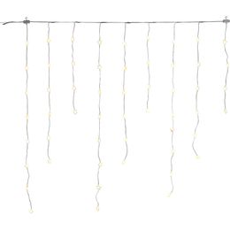 AM Design Lichtervorhang "Weihnachtsdeko aussen", silber (silberfarben), Flammen 108 Stk., Kabell&auml;nge 5m x Gesamtl&auml;nge 6,7m, Lichterketten, 5m Anlaufkabel