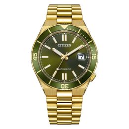 Automatikuhr Citizen "Tsuyosa Shore", goldfarben, gr&uuml;n, Armbanduhren, Herren, Automatikuhr, Armbanduhr, Damenuhr, Herrenuhr, Mechanische Uhr, Edelstahlarmband