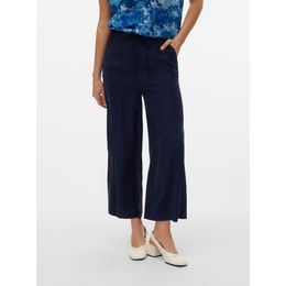 V&eacute;ro Moda Culotte VERO MODA "VMTANYA HW 7/8 WIDE PANTS", Damen, Gr. M (38), L&auml;nge 32, blau (navy blazer), Web, Obermaterial: 93% Viskose, 7% Polyester, unifarben, relaxed fit kn&ouml;chellang, Hosen Culotte, Sommerhose
