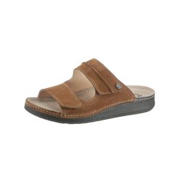 Pantolette, Herren, Gr. 45, braun (cognac), Veloursleder, Schuhe Pantolette