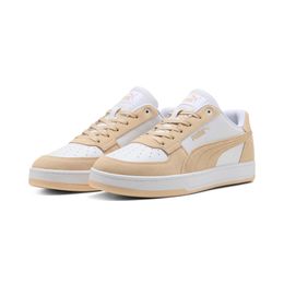 Sneaker Puma "CAVEN 2.0 MONO", Damen, Gr. 40, wei&szlig; (Puma wei&szlig;, canvas, Puma gold), mehrfarbig, Schuhe Sneaker, f&uuml;r Alltag und Freizeit, mit Schn&uuml;rung, sportlicher Stil