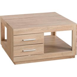 Couchtisch Stolkom "Festival", braun (sonoma dekor, sonoma dekor), B/H/T: 80cm x 45,6cm x 80cm, Tische, Couchtisch Eckige Couchtische Holz-Couchtische, mit Schubladen, Wohnzimmertisch quadratisch