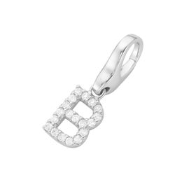 Charm Buchstabe "Buchstabe B, Zirkonia Steine, Silber 925", wei&szlig;, Giorgio Martello MILANO, Charms, Damen, Silber 925 (Sterlingsilber)