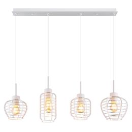 Globo LIGHTING H&auml;ngeleuchte "NESA", wei&szlig; matt, 4, H: 120cm, 1 Stk., Leuchten, Wohnzimmerleuchte wei&szlig; matt, Chromst&auml;be, h&ouml;henk&uuml;rzbar, H&auml;ngeleuchte