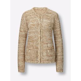 CREATION L PREMIUM Wit Damen Strickjacke aus B&auml;ndchengarn, champagner-camel, Gr&ouml;&szlig;e 40