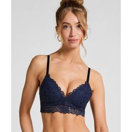 Hunkem&ouml;ller B&uuml;gelloser BH HUNKEM&Ouml;LLER "Andrea Padded Non-Wired Bra", Damen, Gr. 75D, Cup D, blau, 74% Polyamid, 18% Polyester, 8% Elasthan, BHs