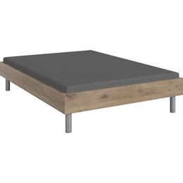 Bett wimex "Easy, gro&szlig;e Auswahl an Gr&ouml;&szlig;en und Farben, auch in Komforth&ouml;he", braun (viking oak, alufarben), H:38cm L:210cm, Betten, Bett, ohne Kopfteil, ideal unter Dachschr&auml;gen oder Fenster