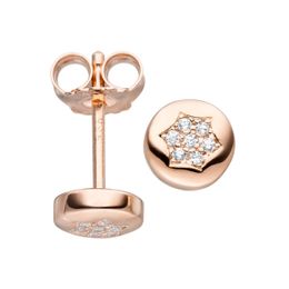 Paar Ohrstecker Jobo "Stern-Ohrringe", rosa (ros&eacute;goldfarben), Ohrringe, Damen, 6,4mm, Silber 925 (Sterlingsilber), 925 Silber ros&eacute;gold vergoldet mit 14 Zirkonia
