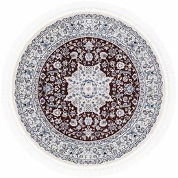 Teppich CarpetFine "Nain Diane", rot, H:8mm &Oslash;:200cm, Polyester, Polypropylen, Teppiche, Teppich, Kurzflorteppich, Orient Look