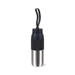 Isolierflasche Emsa "beYou Twist", schwarz, H:24,2cm, Edelstahl, Polypropylen (PP), Silikon, Trinkflaschen, Isolierflasche, mit integriertem Sieb und Trageband, 100% dicht, sp&uuml;lmaschinengeeignet