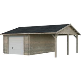 Garage Palmako "Roger, mit Sektionaltor", grau, H:316cm, Massivholz, Garagen, BxTxH: 703x619x316 cm