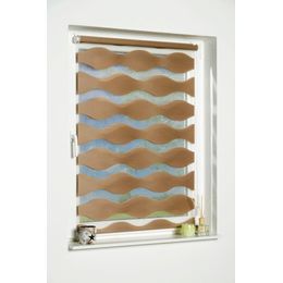Doppelrollo K-home "Welle" Gr. 1, grau (taupe), B:40cm H:150cm, Polyester, Rollos, im Festma&szlig;