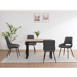Esszimmerstuhl OTTO HOME "Derrek", anthrazit, schwarz, anthrazit, B:56cm H:87cm T:58cm, 100% Polyester, St&uuml;hle, Esszimmerstuhl, im 2 er Set mit gepolsterter R&uuml;ckenlehne