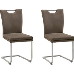 NIEHOFF SITZM&Ouml;BEL Esszimmerstuhl NIEHOFF SITZM&Ouml;BEL "Top Chairs", braun (savannah), Microfaser, Campo savannah, St&uuml;hle, Esszimmerstuhl, Griff im R&uuml;cken, 2er-Set, in 6 Farben