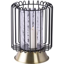 Kerzenhalter Kayoom "Kerzenst&auml;nder Malibu 225", schwarz, B:22,5cm H:31cm T:22,5cm &Oslash;:22,5cm, Eisen, Glas, Kerzenhalter, Kerzenhalter
