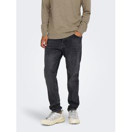 Only & Sons Relax-fit-Jeans ONLY & SONS "ONSYOKE TAPERED WB 7850 DOT DNM NOOS", Herren, Gr. 28, L&auml;nge 32, schwarz (schwarz denim), Denim/Jeans, Obermaterial: 99% Baumwolle, 1% Elasthan, unifarben, Basic, relaxed fit, Jeans
