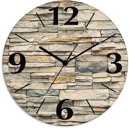 Wanduhr Artland "Braune alte Ziegelmauer", beige (natur), B:30cm H:30cm T:1,8cm, Wanduhren, Wanduhr, wahlweise mit Quarz- oder Funkuhrwerk, lautlos ohne Tickger&auml;usche