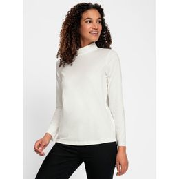 Rollkragenshirt Casual Looks "Rollkragen-Shirt", Damen, Gr. 44, beige (ecru), 95% Baumwolle, 5% Elasthan, unifarben, Shirts