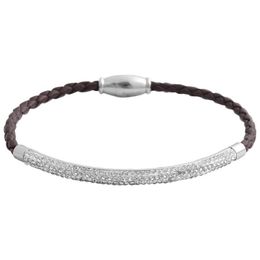 Adelia&acute;s Armreif ADELIA&acute;S "Damen Armband &ndash; Armreif aus Leder mit Strass Steinchen 19 cm", braun, Armb&auml;nder, Damen, 19cm, Leder, Armreif, Geschenkidee: zeitlos und vielseitig