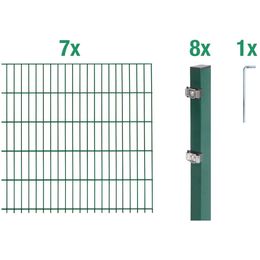 Doppelstabmattenzaun Alberts "Grundset", gr&uuml;n, H:160cm, Stahl, Zaunelemente, H&ouml;he: 80-200 cm, Gesamtl&auml;nge: 4-30 m, zum Einbetonieren