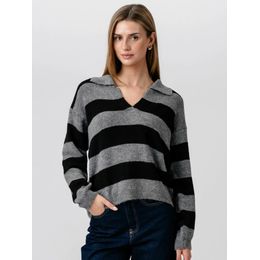 Rundhalspullover TEESHOPPEN "TEESHOPPEN Pullover Nora Knit", Herren, Gr. one-size, grau, schwarz, Obermaterial: 60% Polyacryl, 14% Polyamid, 10% Polyester, 8% Wolle, 8% Viskose, Pullover Rundhalspullover